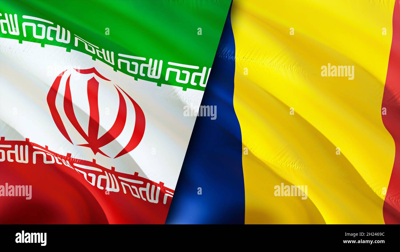 Iran and Chad flags. 3D Waving flag design. Chad Iran flag, picture ...