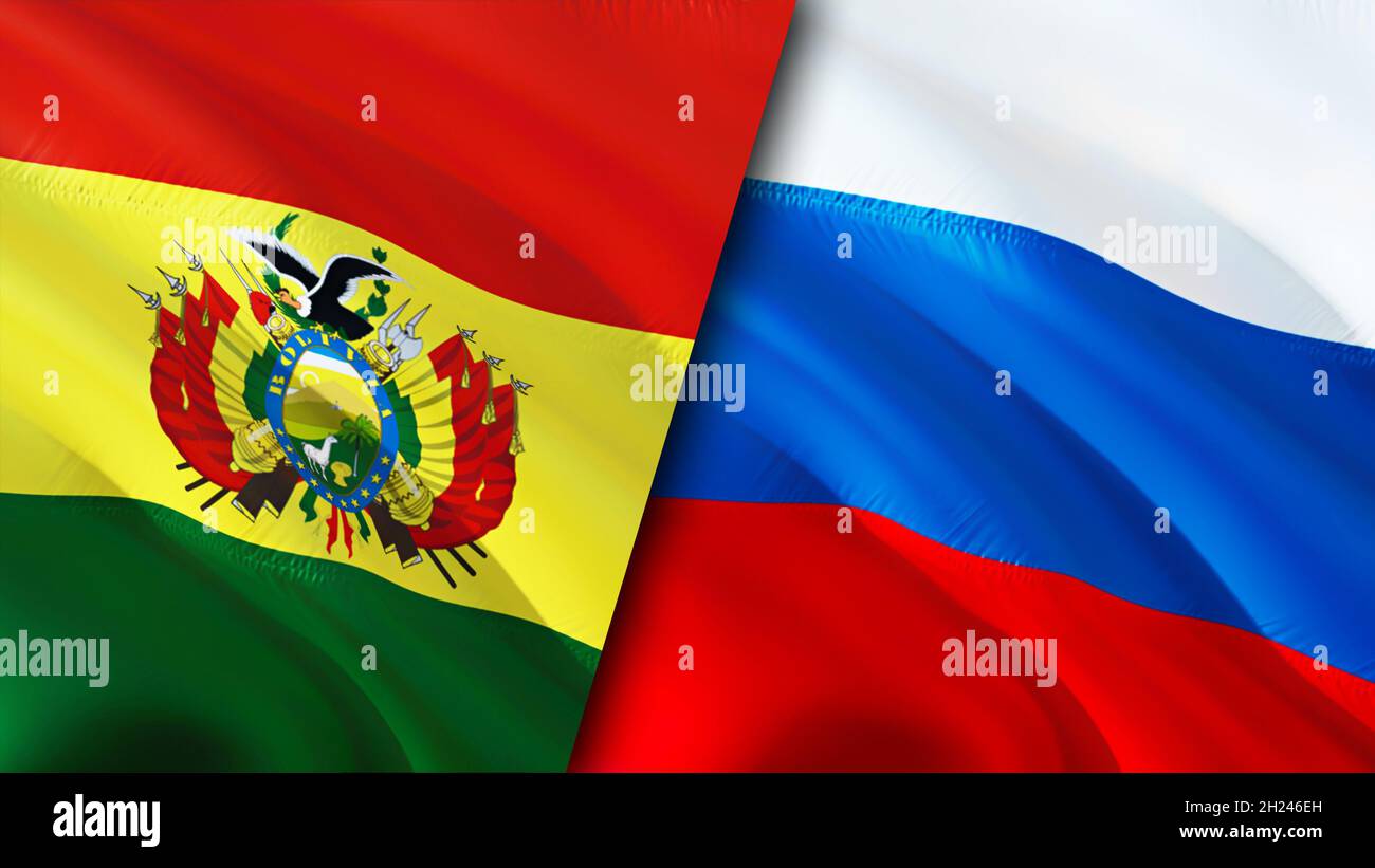 Bolivia and Russia flags. 3D Waving flag design. Russia Bolivia flag ...