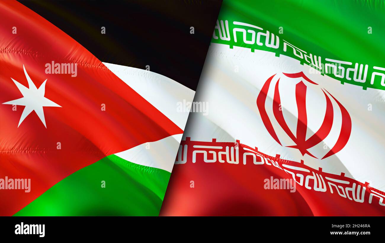 Jordan and Iran flags. 3D Waving flag design. Iran Jordan flag, picture ...