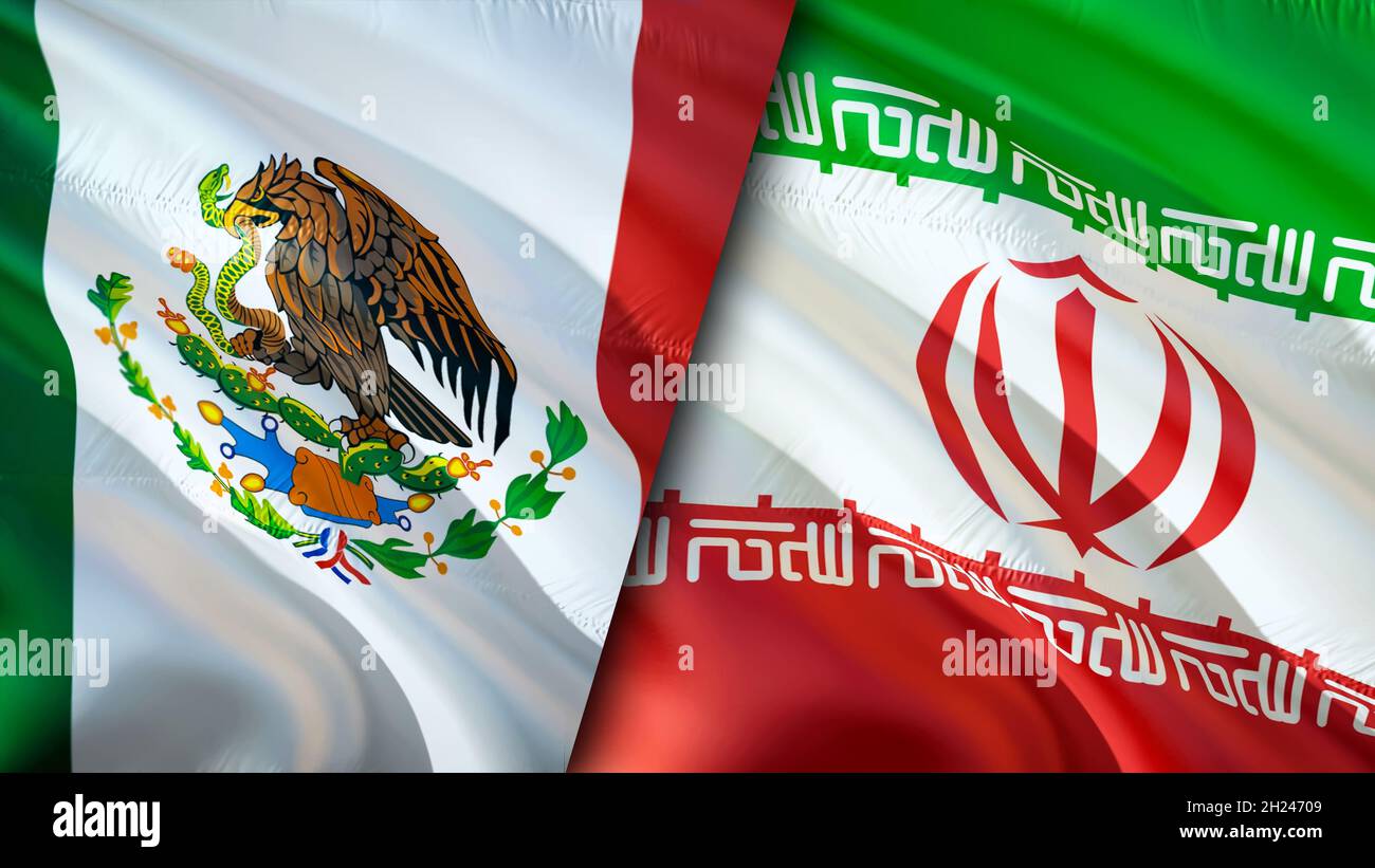 Mexico and Iran flags. 3D Waving flag design. Mexico Iran flag, picture ...