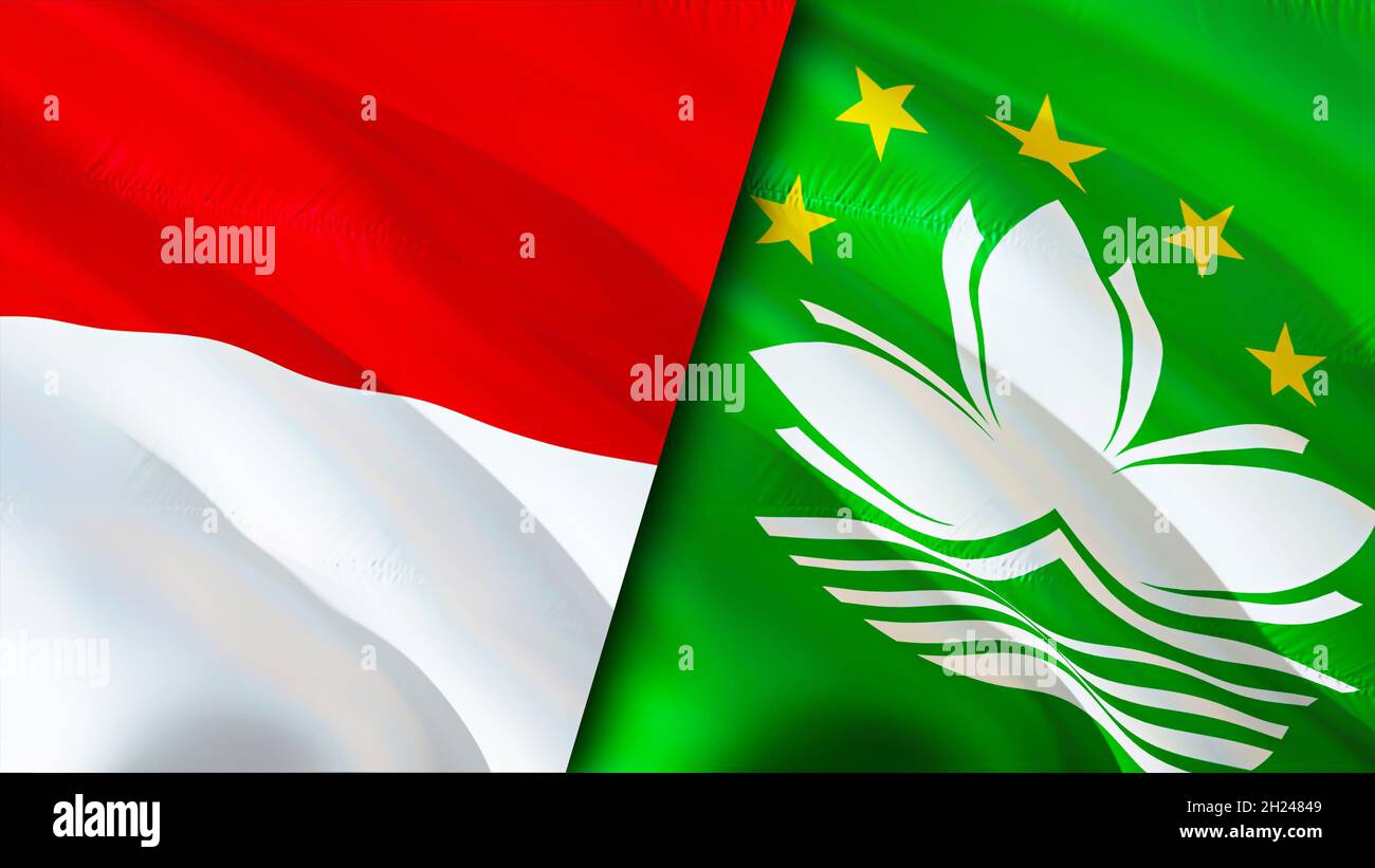 Monaco and Macau flags. 3D Waving flag design. Macau Monaco flag ...