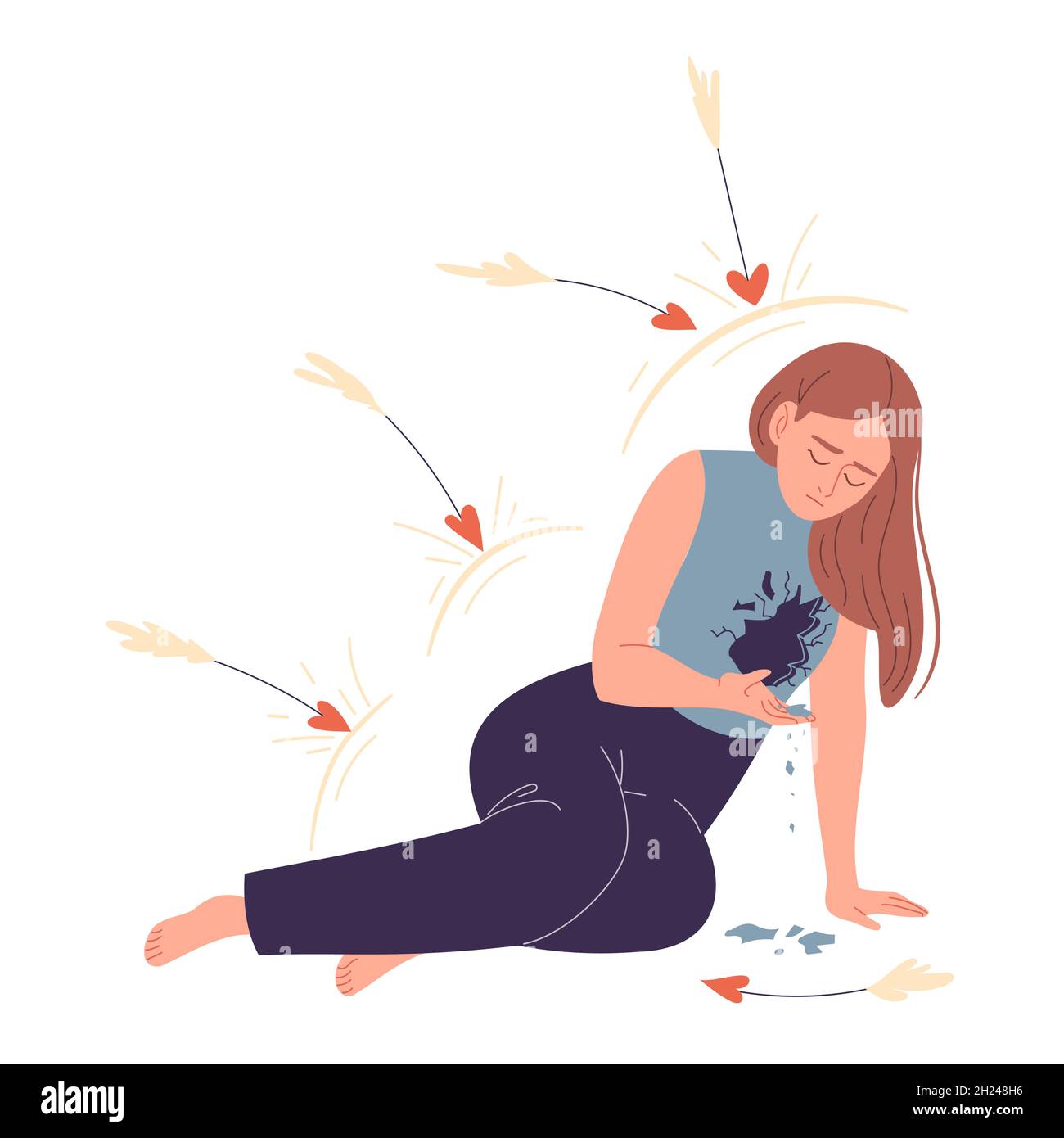 Broken heart lost love Stock Vector Images - Alamy