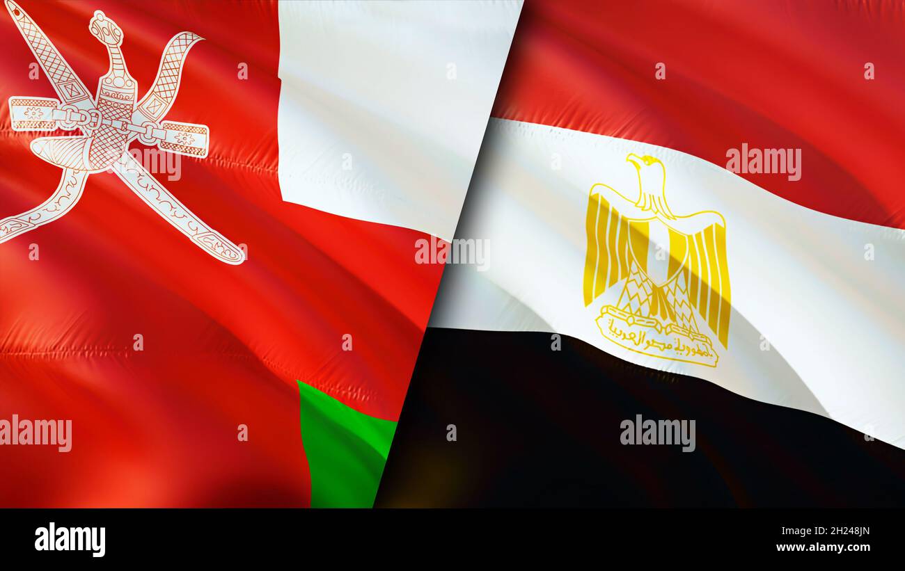 Oman and Egypt flags. 3D Waving flag design. Egypt Oman flag, picture ...