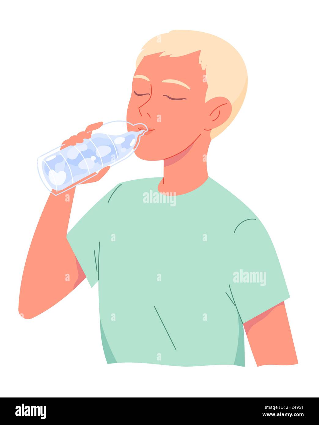 Cute little boy drinking water from bottle Stock Vector Image & Art - Alamy