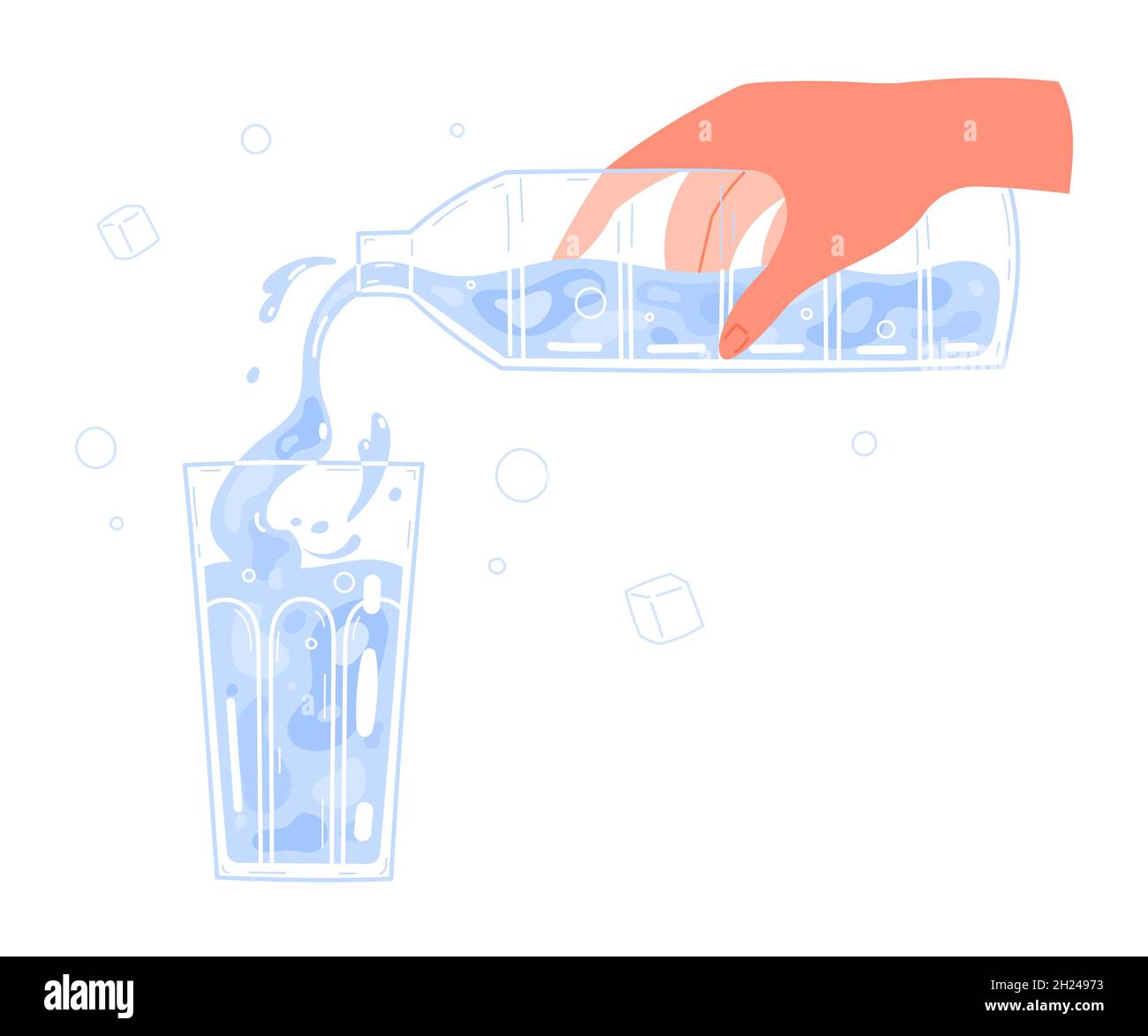 Water pouring from glass bottle Cut Out Stock Images & Pictures - Alamy