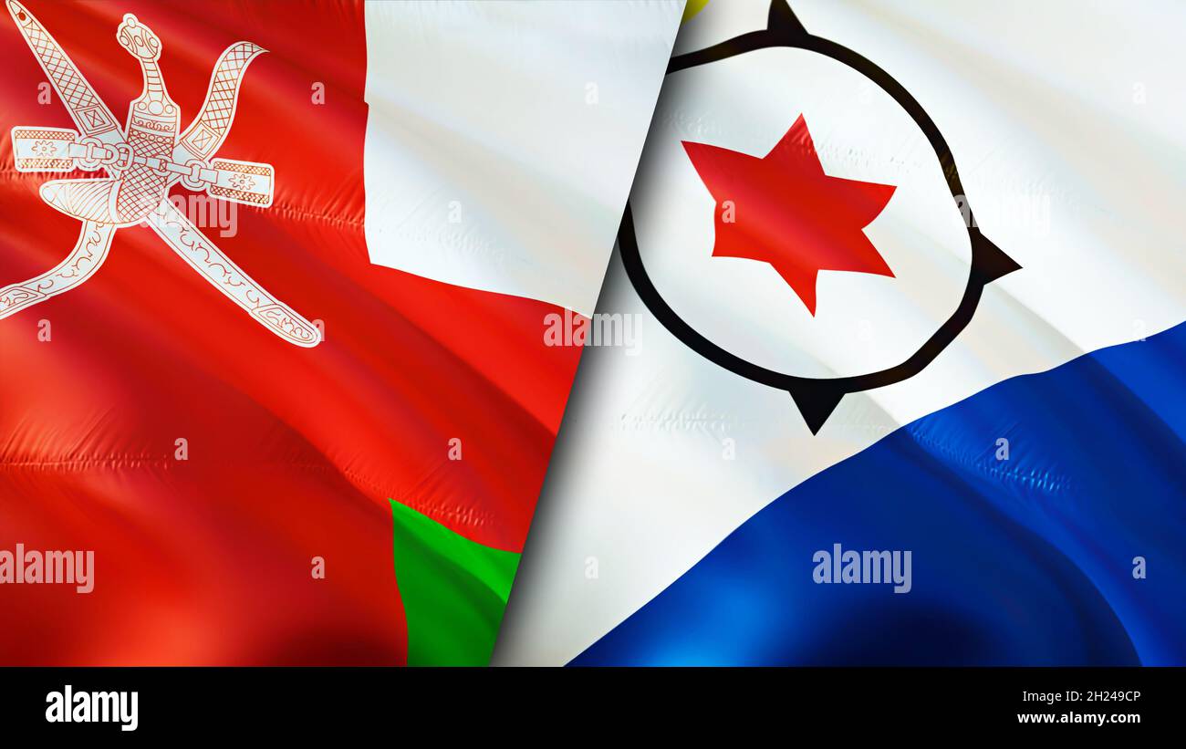 Oman and Bonaire flags. 3D Waving flag design. Bonaire Oman flag ...