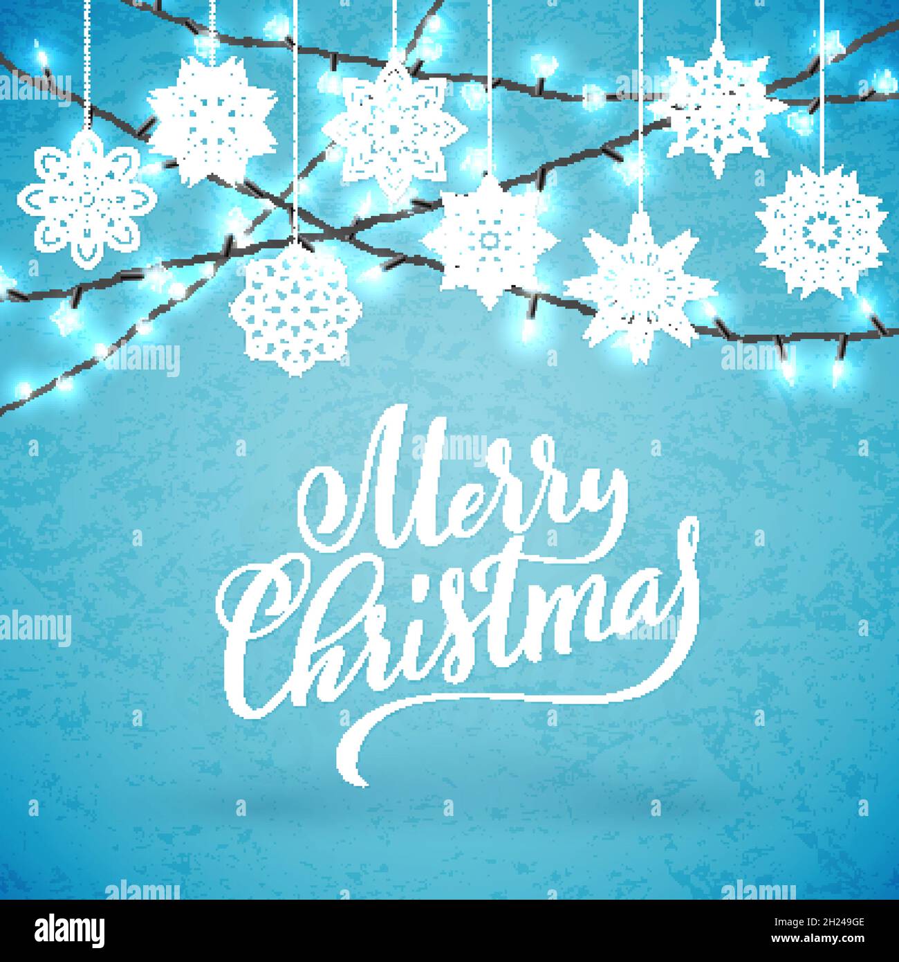 Merry Christmas party poster with hand-drawn lettering. Design template ...