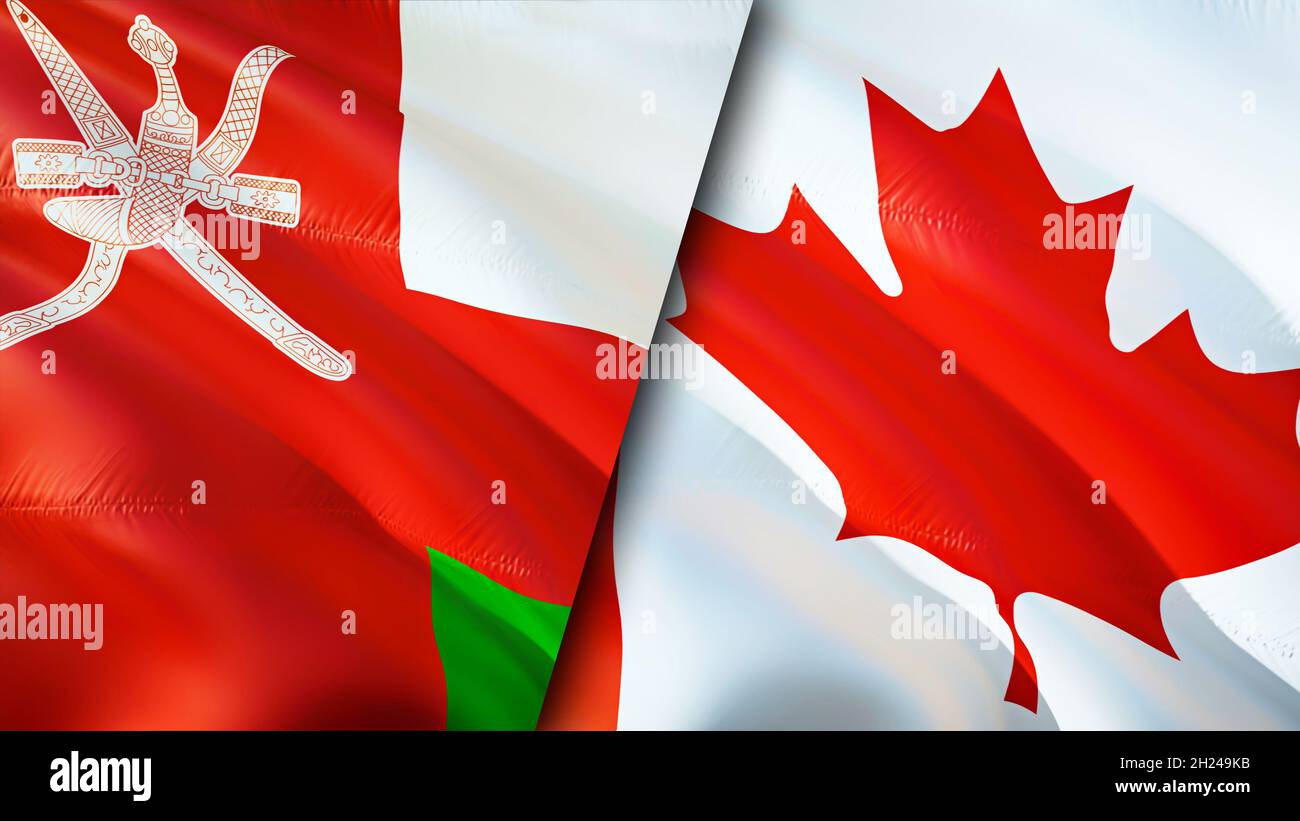 Oman and Canada flags. 3D Waving flag design. Canada Oman flag, picture ...
