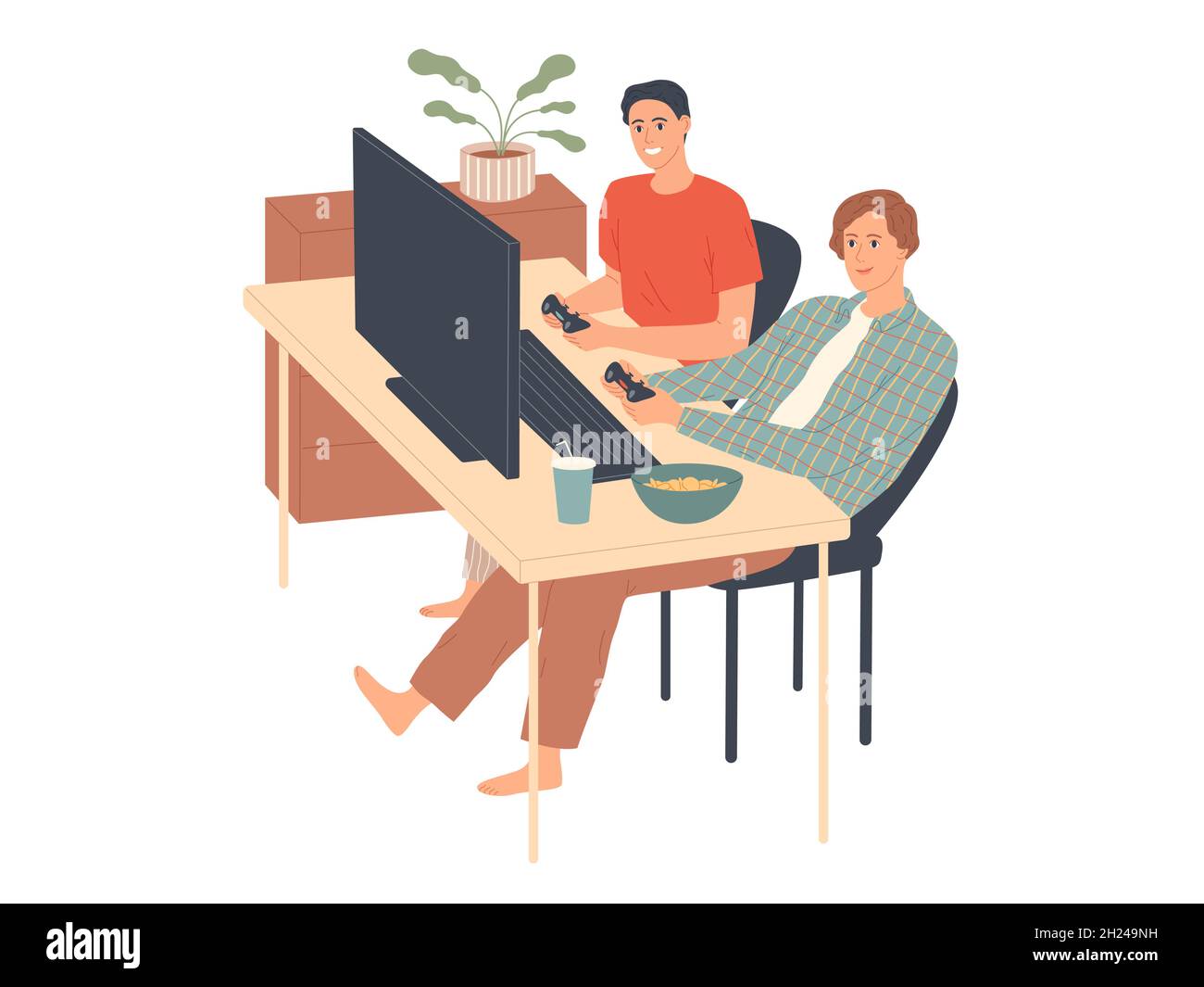 Young teens playing computer games Stock Vector Images - Alamy