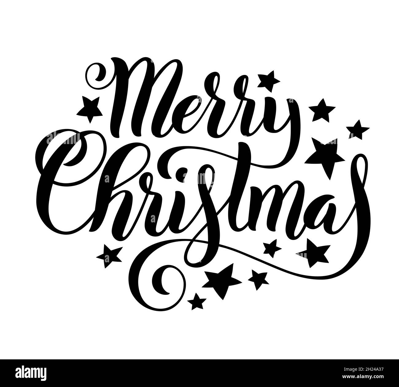 Merry Christmas handwritten lettering. Lettering design card template ...