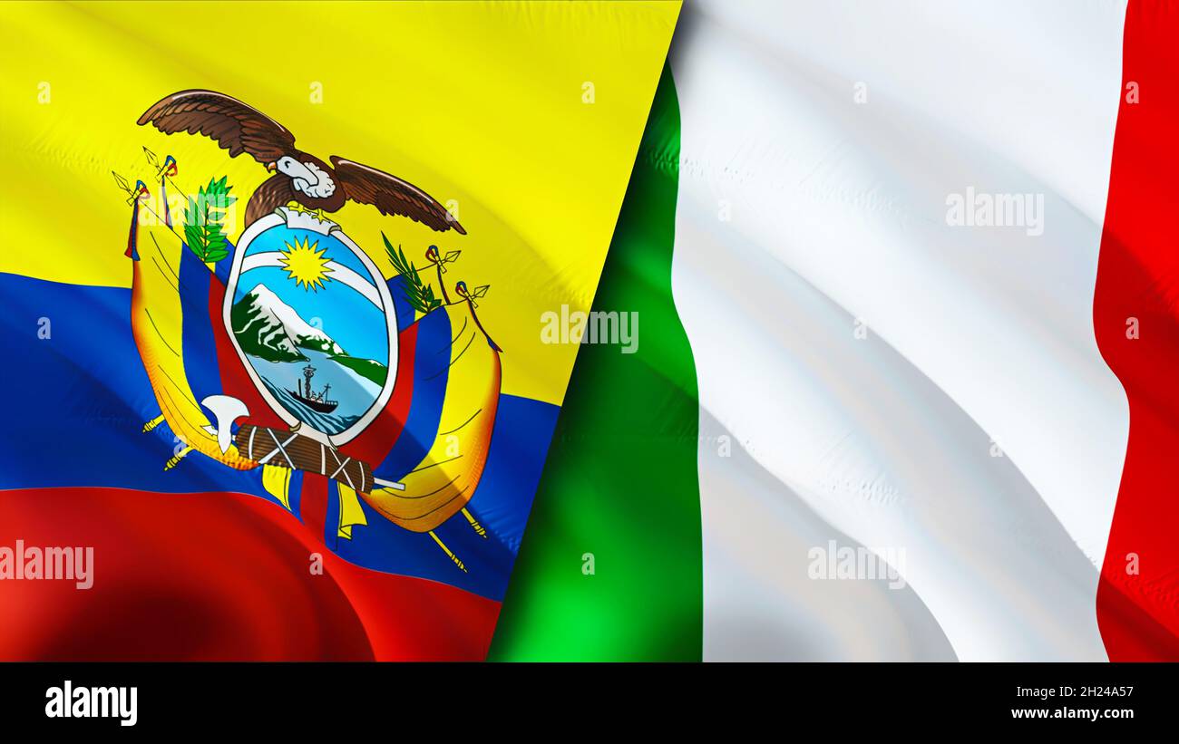 Ecuador and Italy flags. 3D Waving flag design. Ecuador Italy flag ...