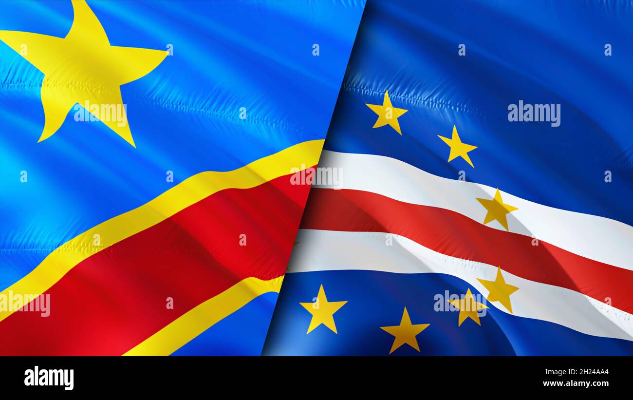 DR Congo and Cape Verde flags. 3D Waving flag design. Cape Verde DR ...