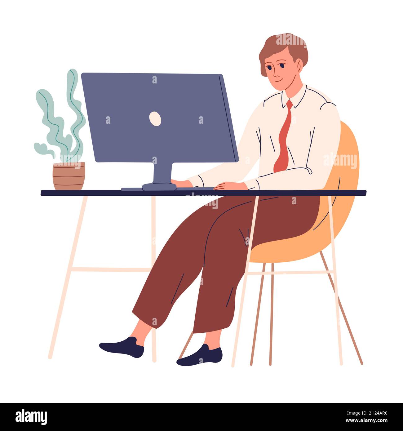 Man work computer think Stock Vector Images - Alamy