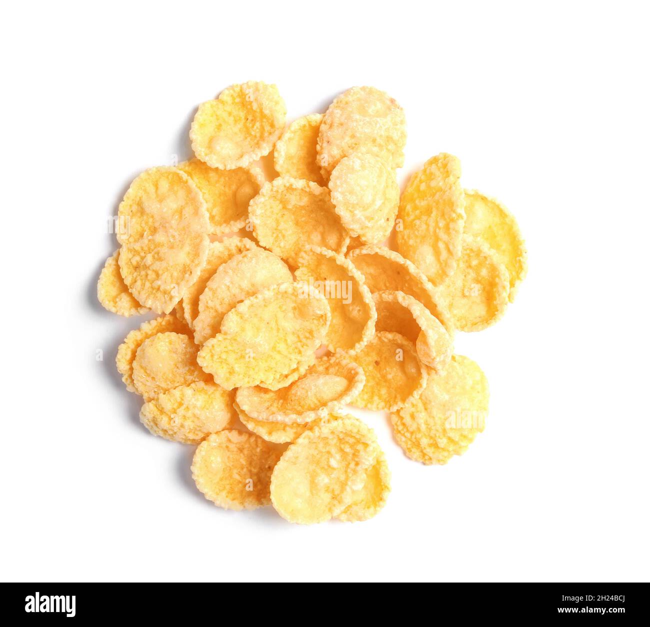 Crispy cornflakes on white background, top view. Healthy breakfast ...