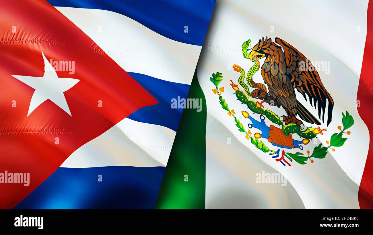 Cuba and Mexico flags. 3D Waving flag design. Cuba Mexico flag, picture ...