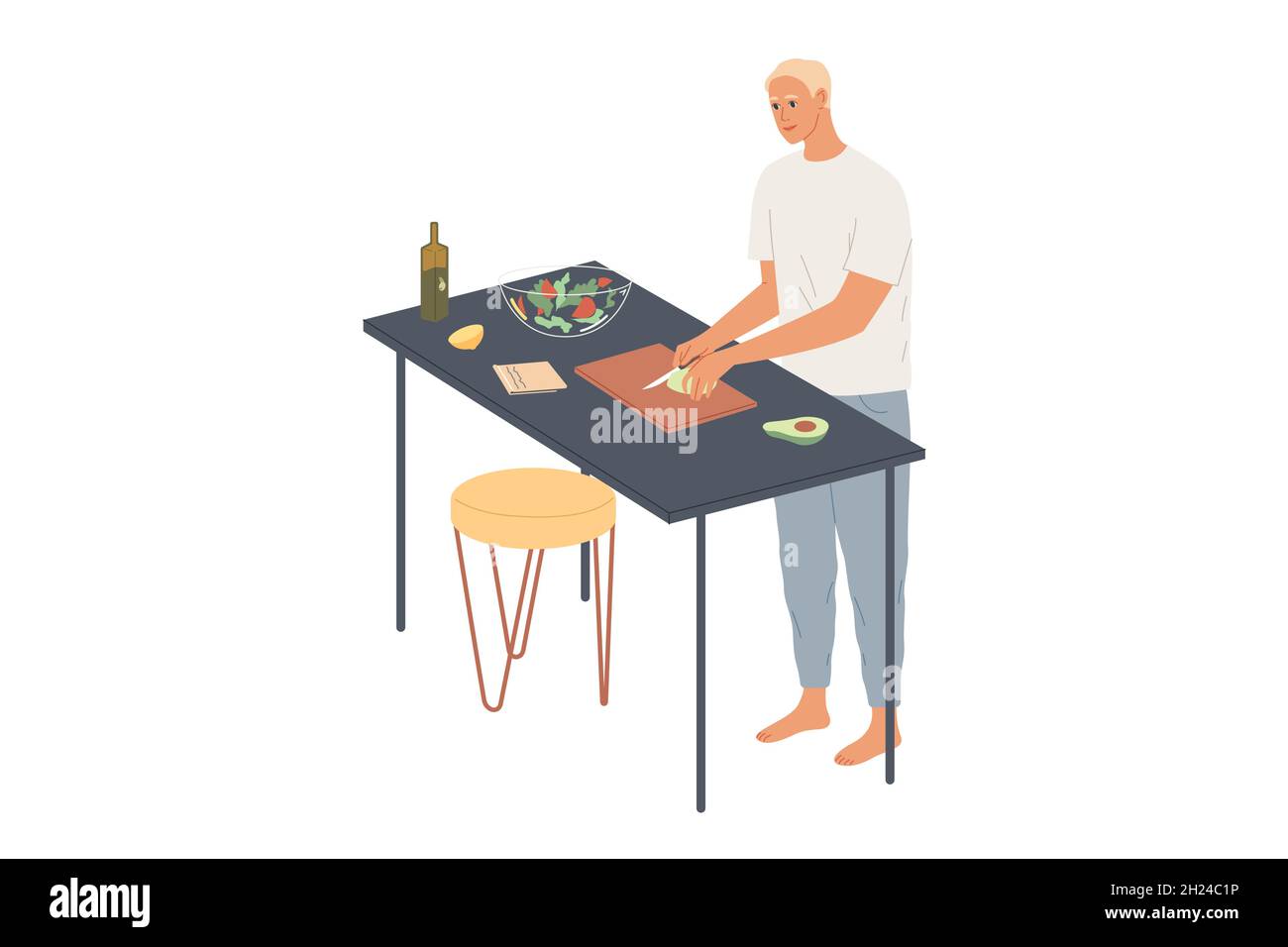 Man cooks kitchen Stock Vector Images - Alamy