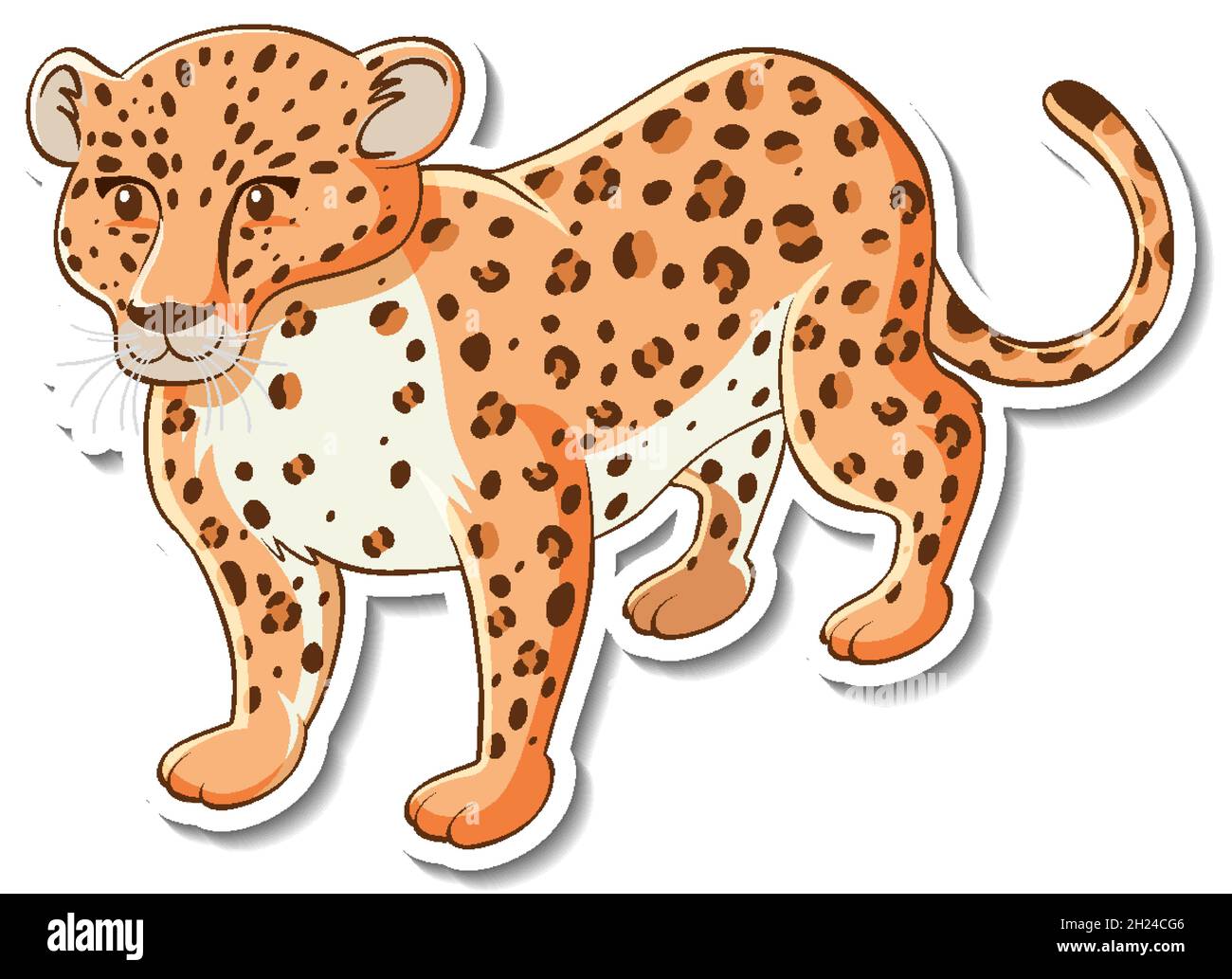 Sticker design with cute leopard isolated illustration Stock Vector ...