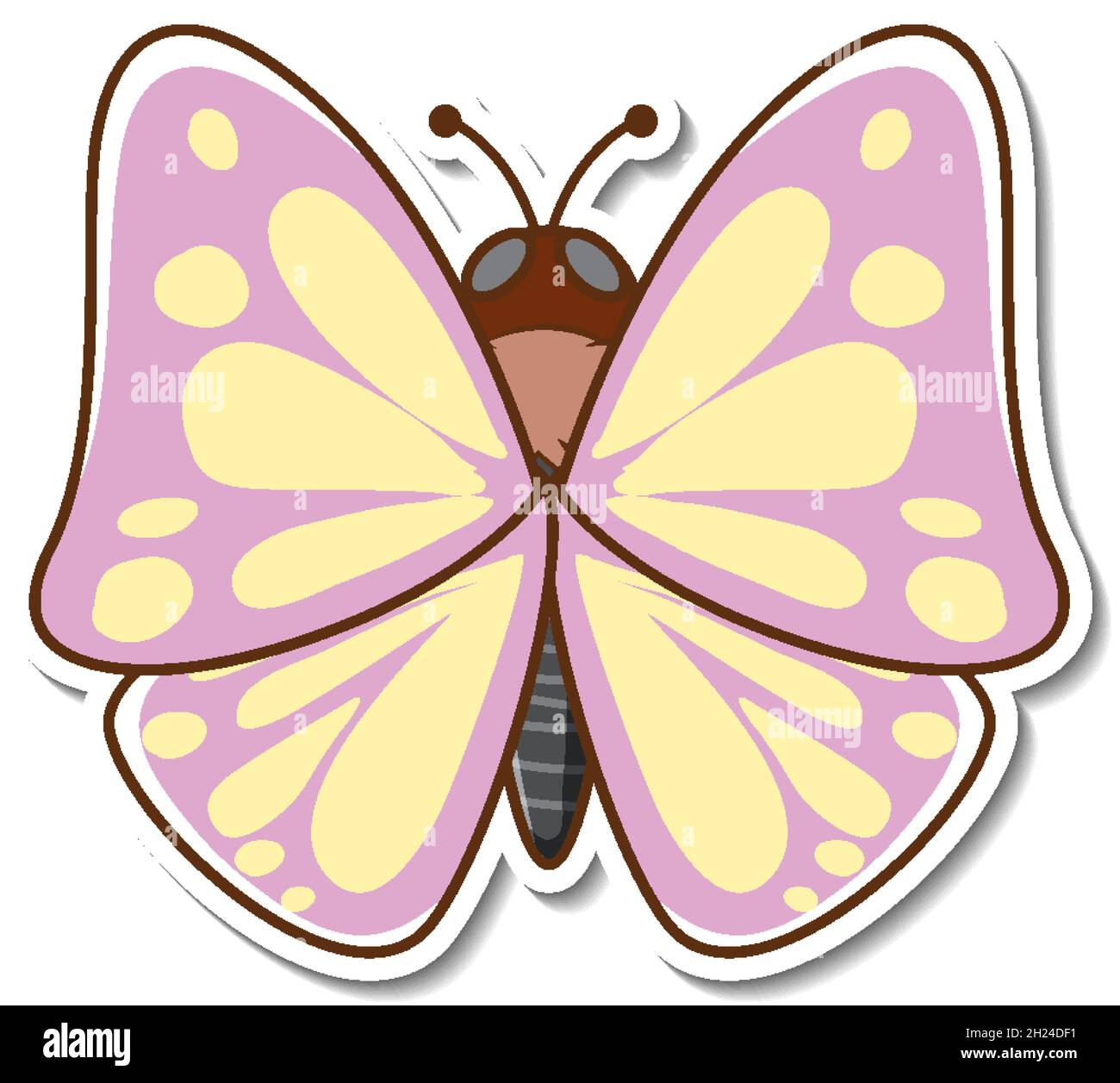 Sticker design with beautiful butterfly isolated illustration Stock ...