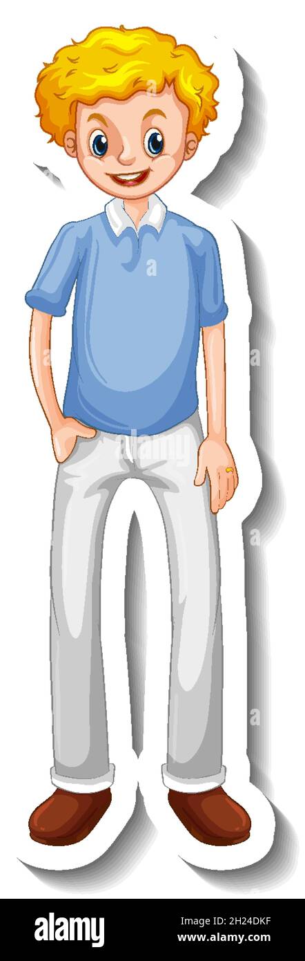 A sticker template with a man in standing pose illustration Stock ...