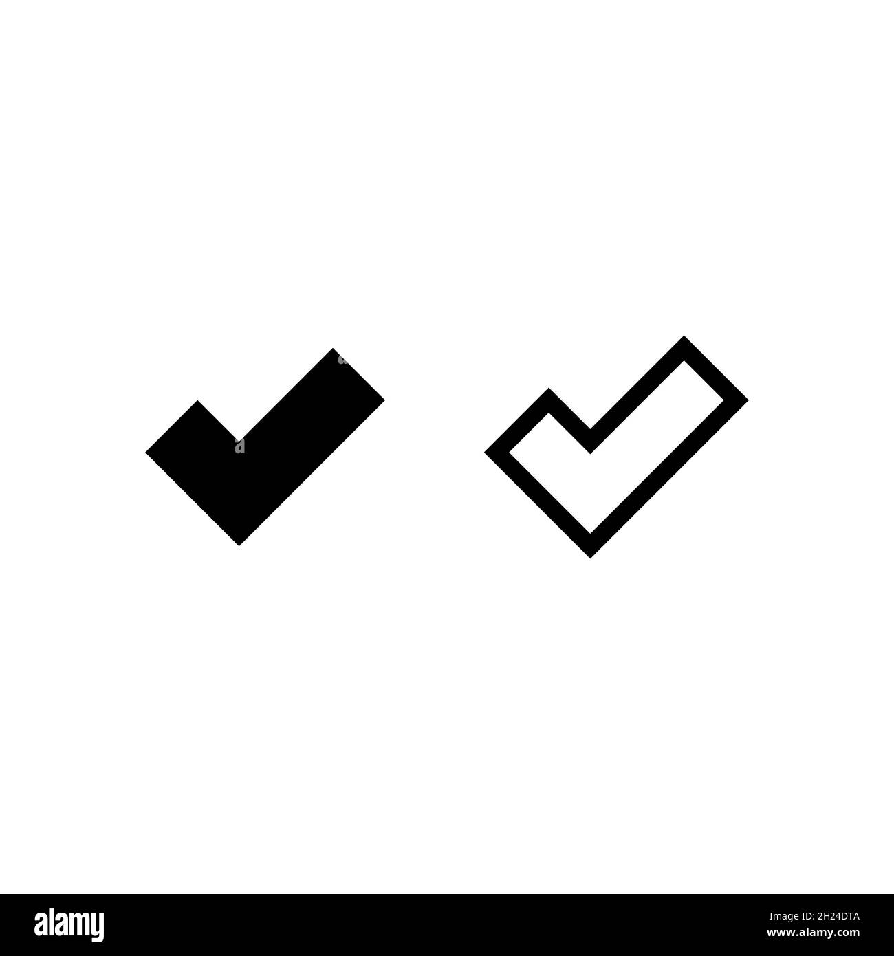 Valid Seal icon. Black tick set. line OK sticker icon. Isolated on ...