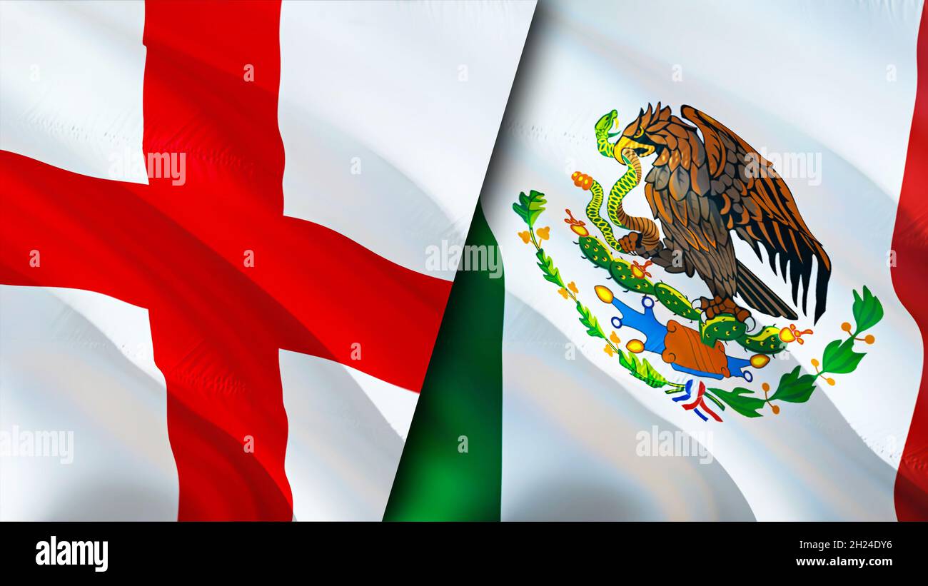 England and Mexico flags. 3D Waving flag design. Mexico England flag ...