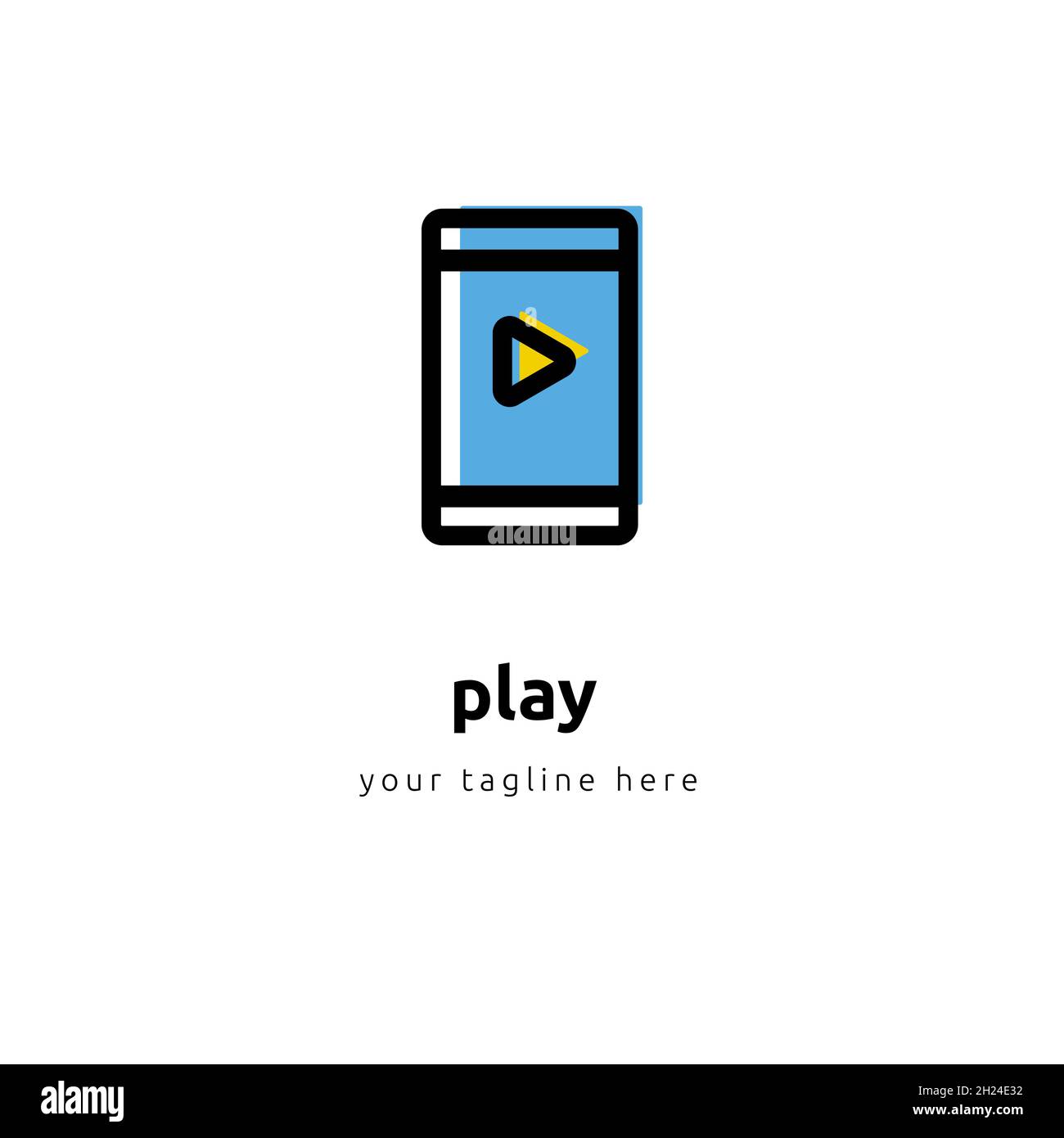 Play button on mobile screen vector icon isolated on white background ...