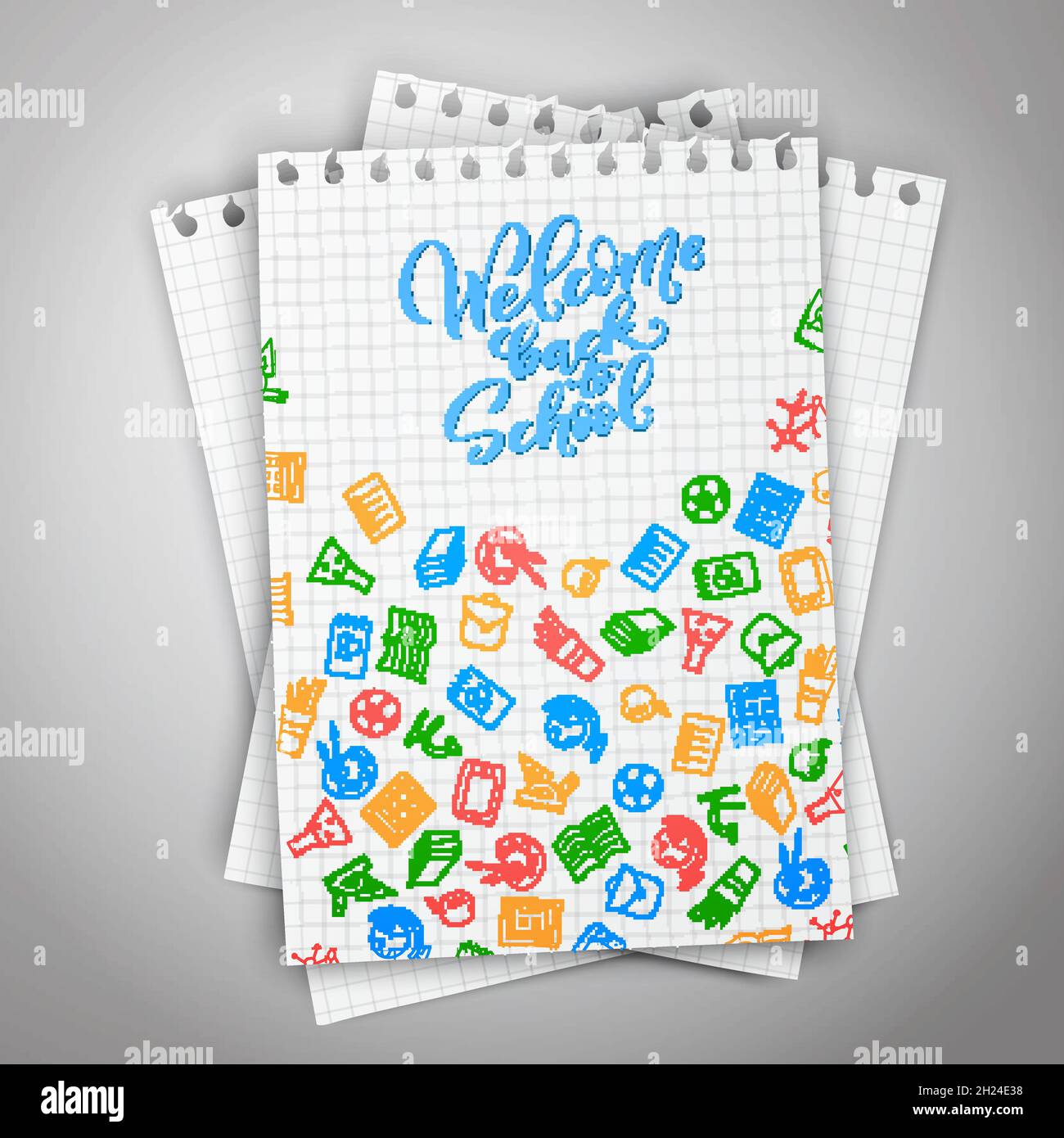 High detailed design template for school theme. Realistic paper with ...