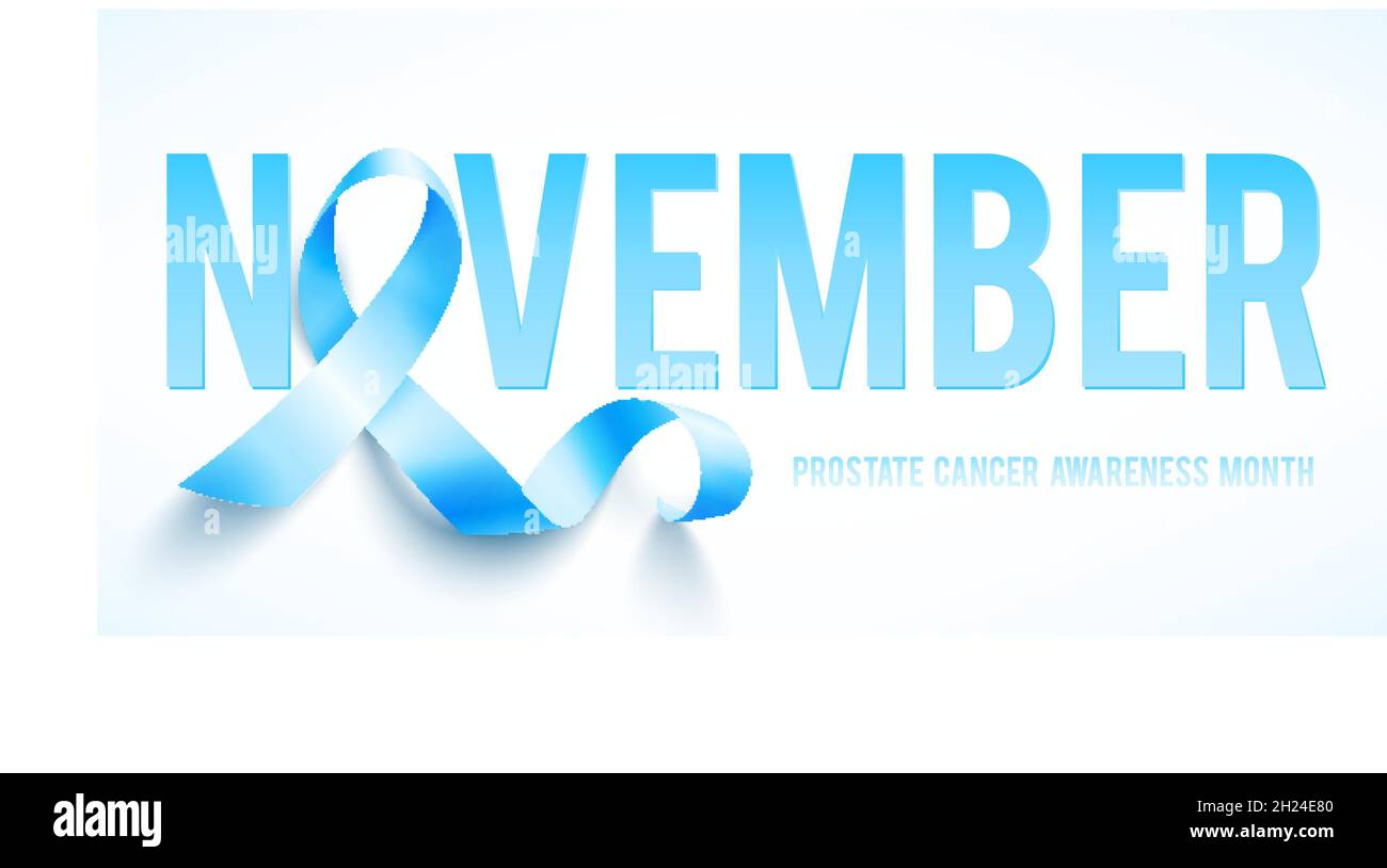 Realistic blue ribbon, world prostate cancer day symbol in november ...