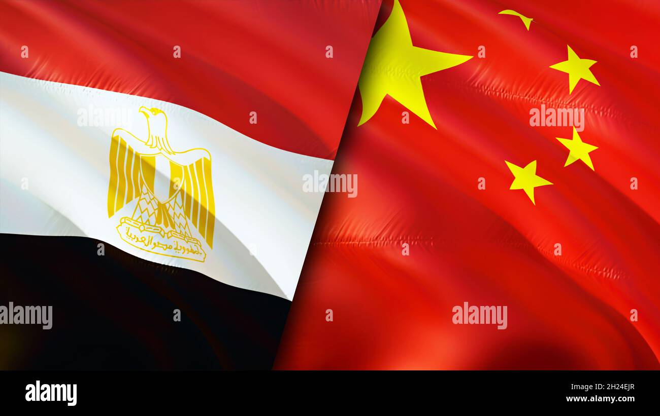 Egypt and China flags. 3D Waving flag design. China Egypt flag, picture ...