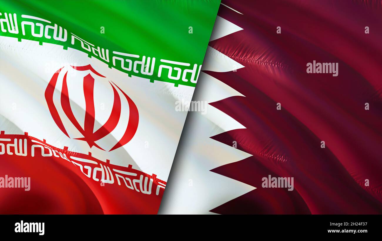 Iran and Qatar flags. 3D Waving flag design. Qatar Iran flag, picture ...