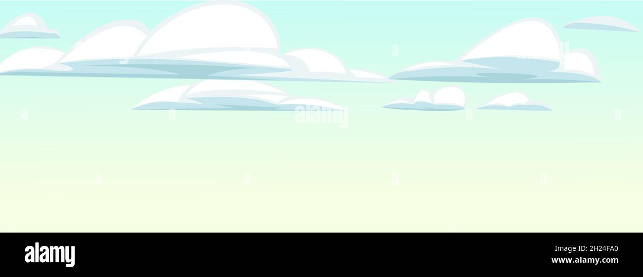 Sky clouds horizon. Illustration in cartoon style flat design. Heavenly ...