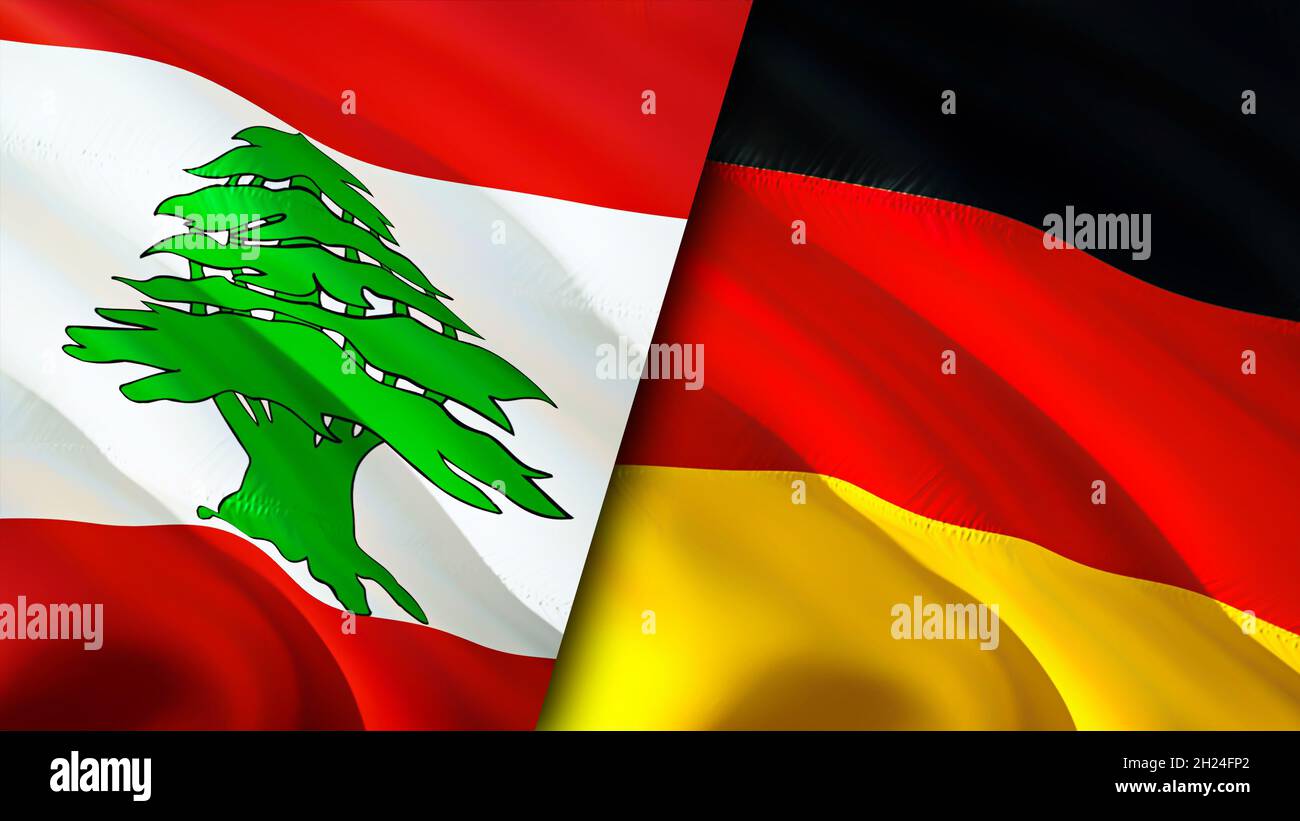 Lebanon and Germany flags. 3D Waving flag design. Lebanon Germany flag ...