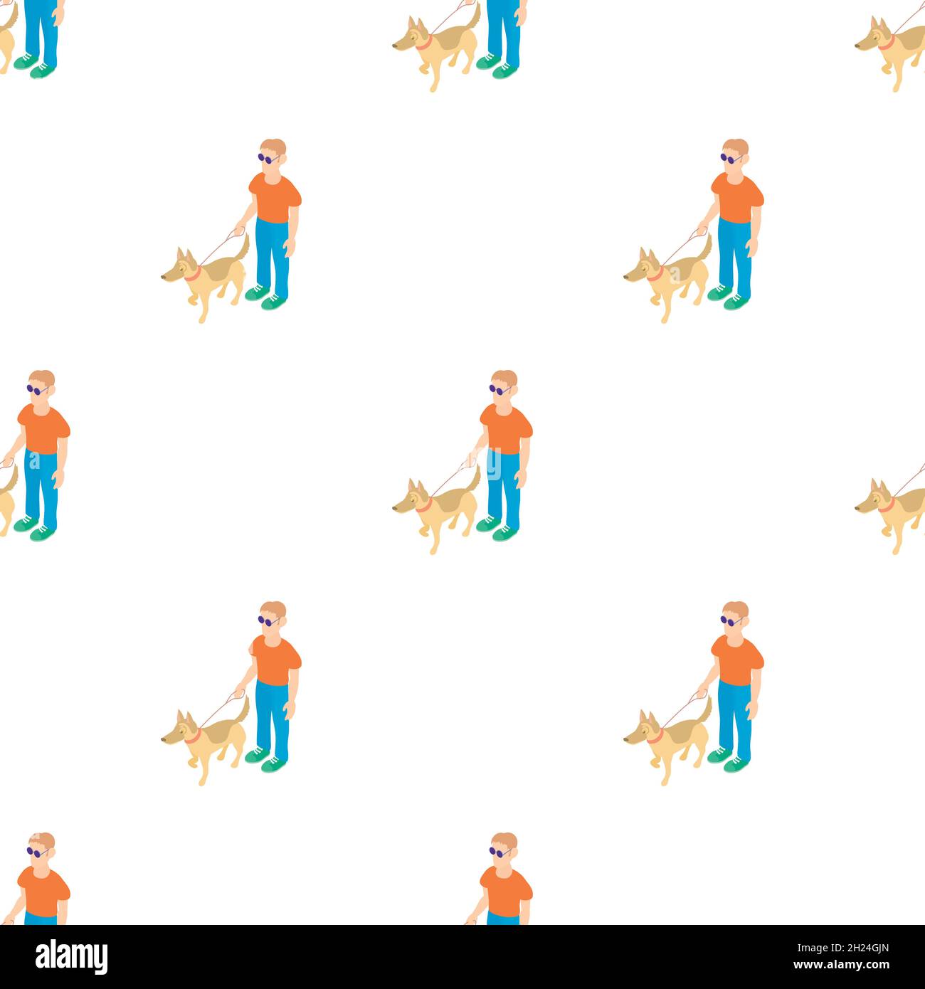 Blind man with guide dog pattern seamless background texture repeat ...