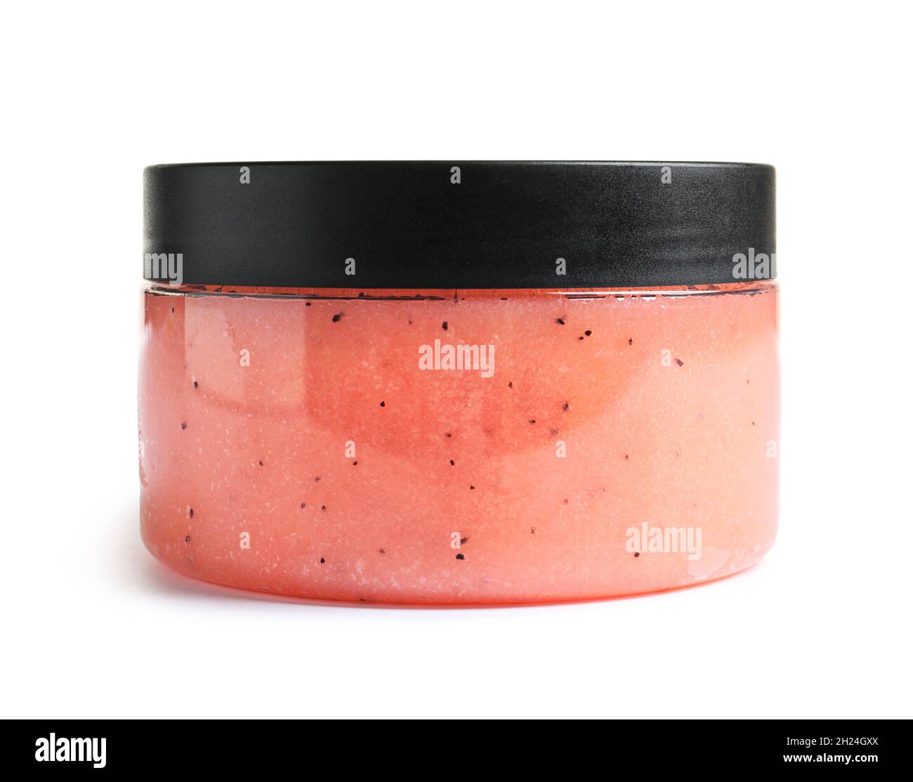 Container with natural scrub on white background Stock Photo - Alamy