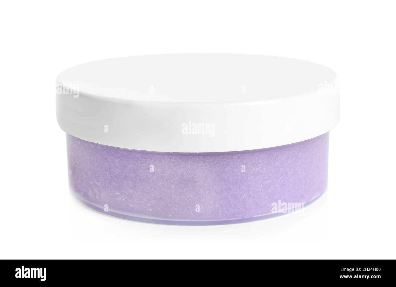 Container with natural scrub on white background Stock Photo - Alamy
