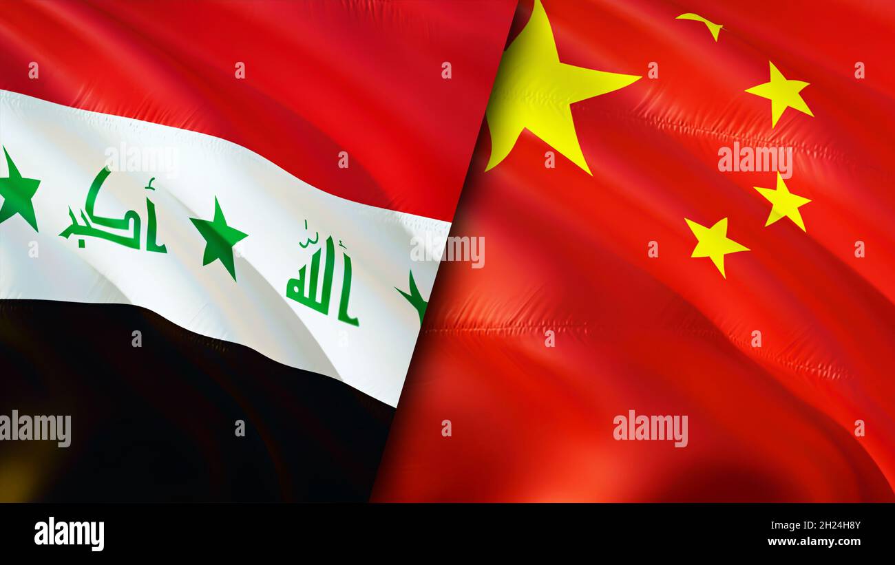 Iraq and China flags. 3D Waving flag design. China Iraq flag, picture ...