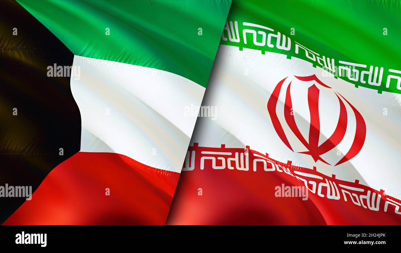 Kuwait and Iran flags. 3D Waving flag design. Iran Kuwait flag, picture ...