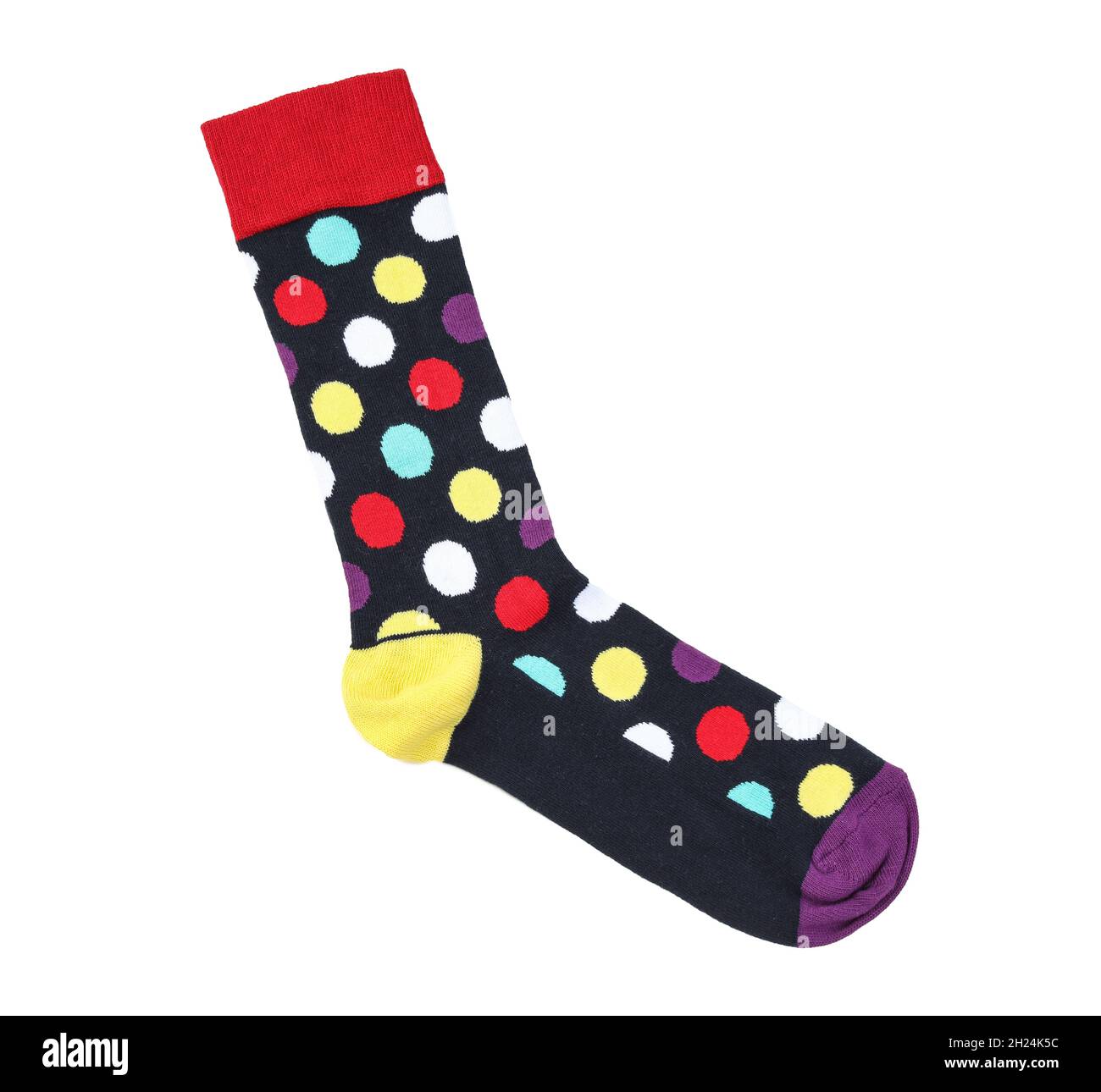 Colorful sock on white background, top view Stock Photo - Alamy