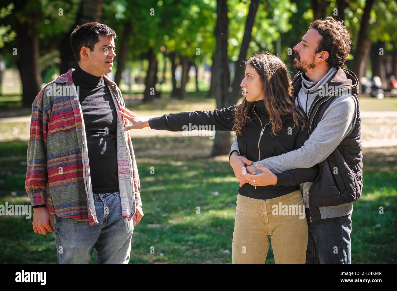 Woman two men love triangle hi-res stock photography and images - Alamy