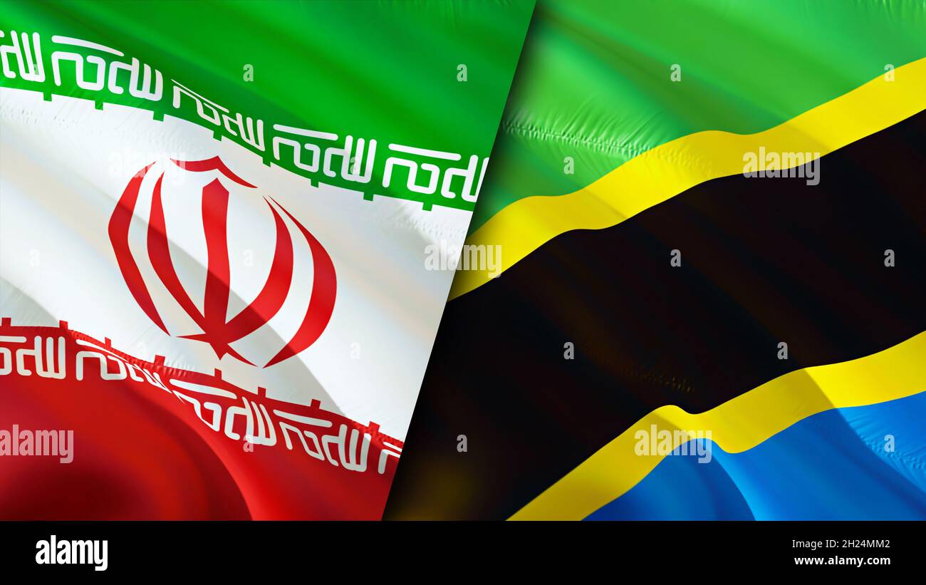 Iran and Tanzania flags. 3D Waving flag design. Tanzania Iran flag ...