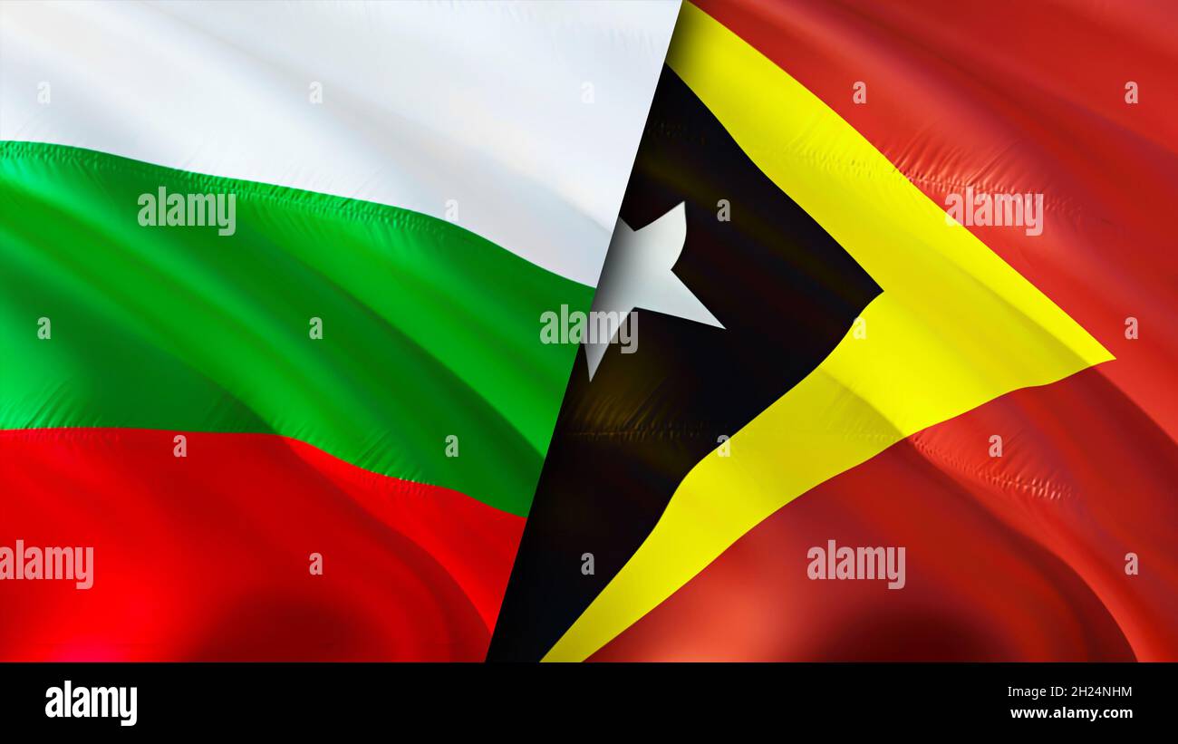 Bulgaria and East Timor flags. 3D Waving flag design. Bulgaria East ...