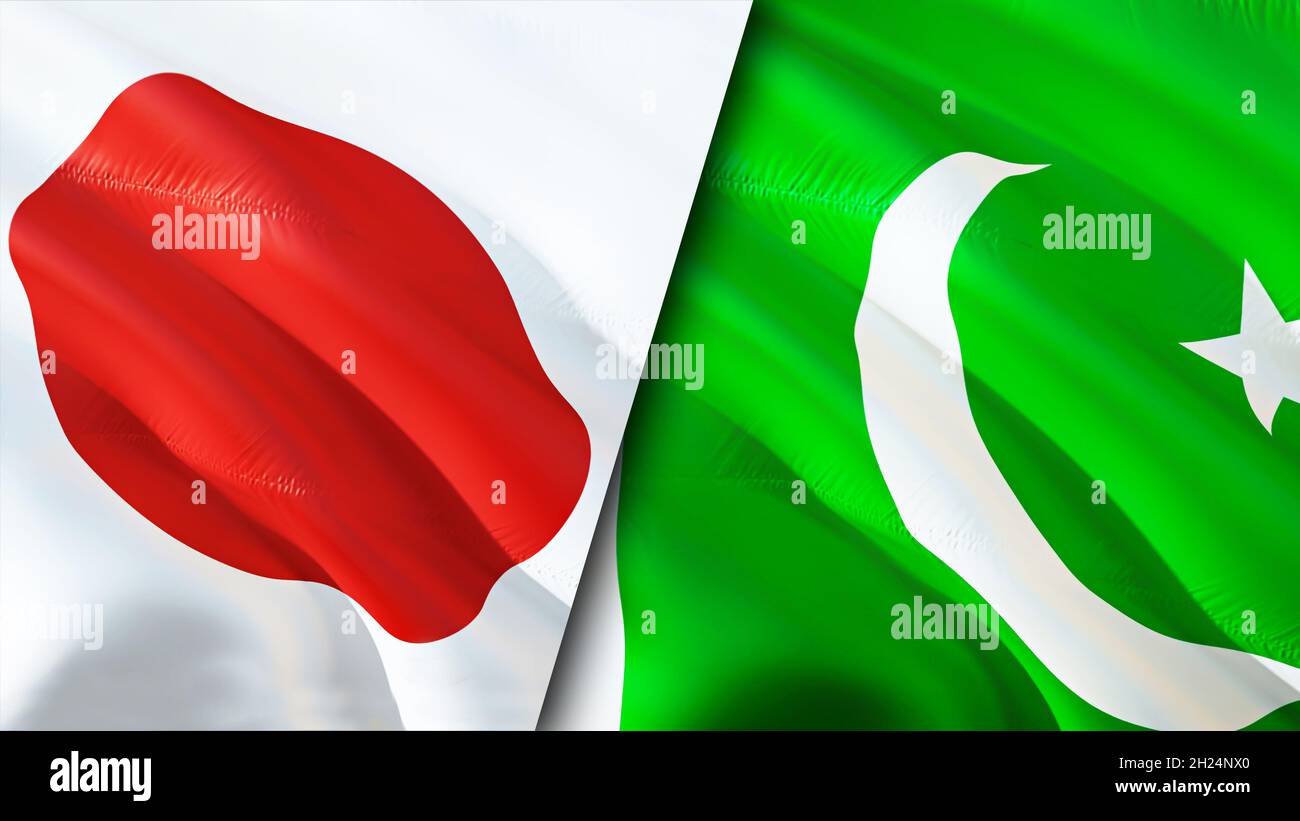 Japan and Pakistan flags. 3D Waving flag design. Japan Pakistan flag ...