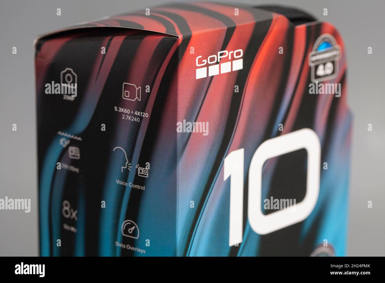 Moscow, Russia, October 20,2021 GoPro HERO10 Black Edition on grey ...