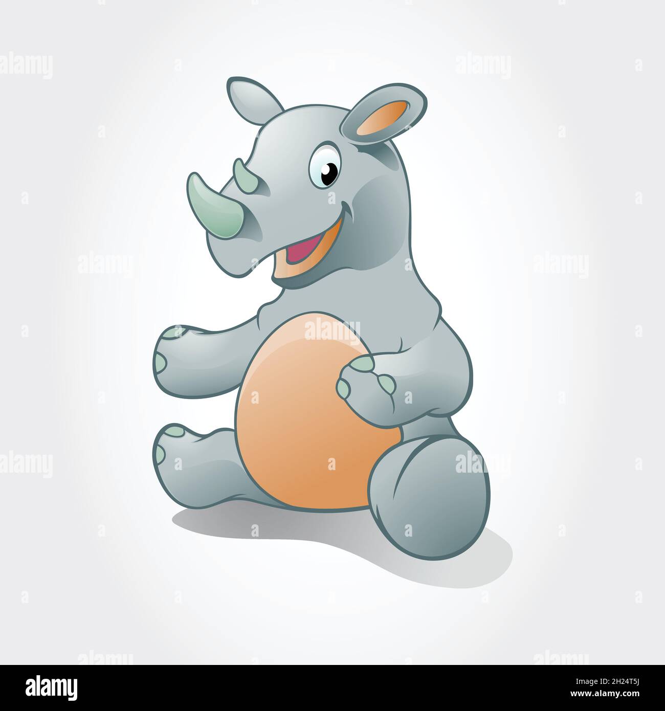 This is a Rhino baby cartoon character. Vector illustration of Rhino ...