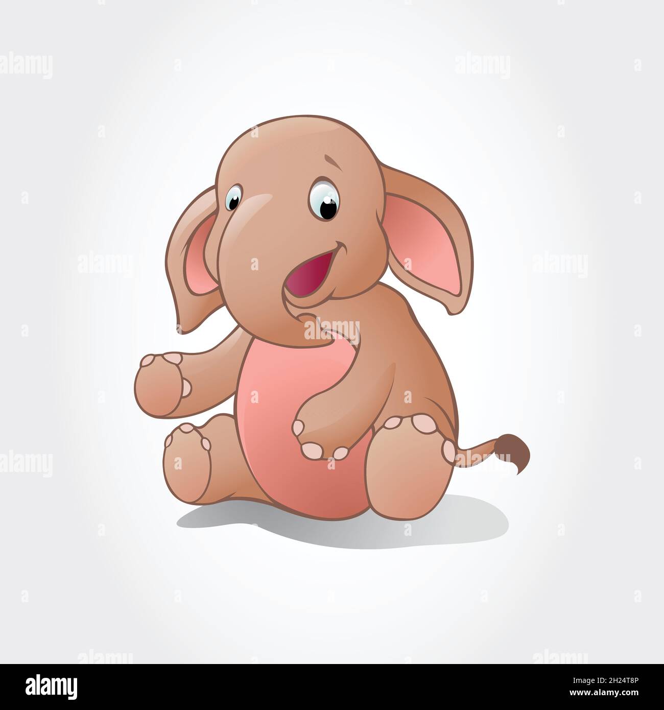 Cartoon Funny Baby Elephant Sitting Stock Vector Images Alamy