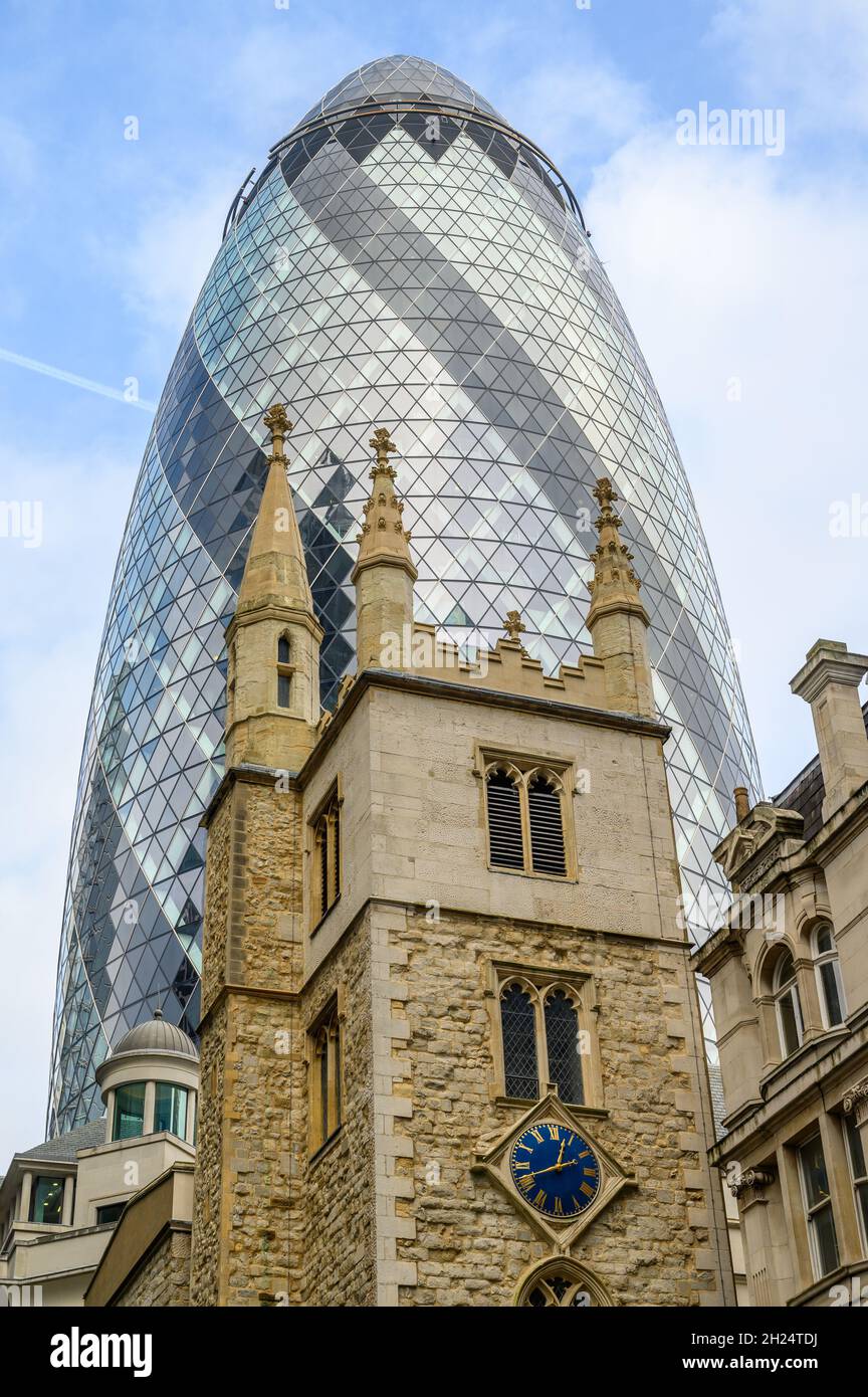 Old and new: The 15th century St Andrew Undershaft Church in front of ...