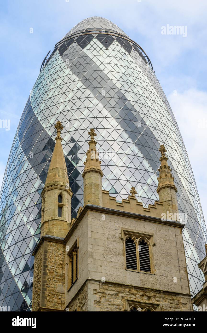 Old and new: The 15th century St Andrew Undershaft Church in front of ...