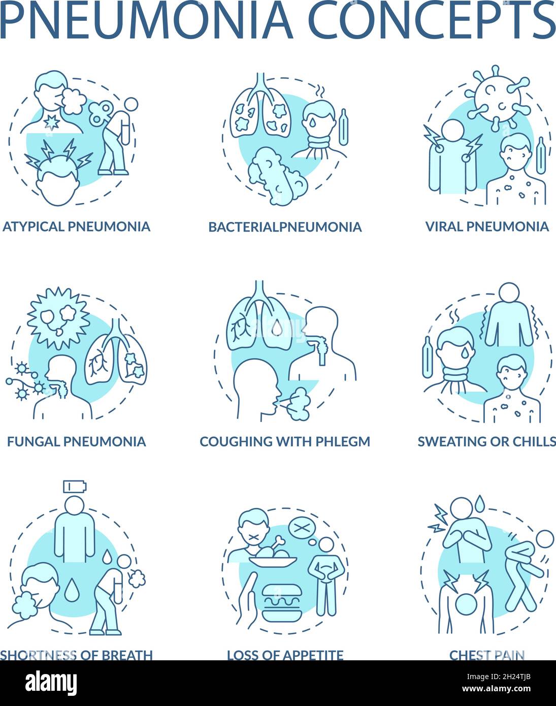 Pneumonia blue concept icons set Stock Vector Image & Art - Alamy
