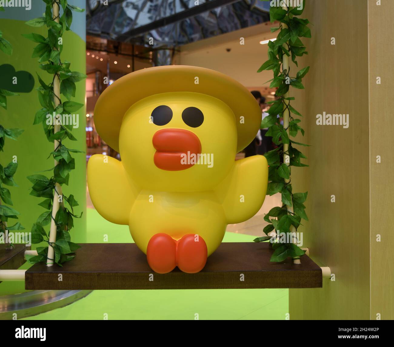 Model Sally of Line Friends on swing Stock Photo - Alamy