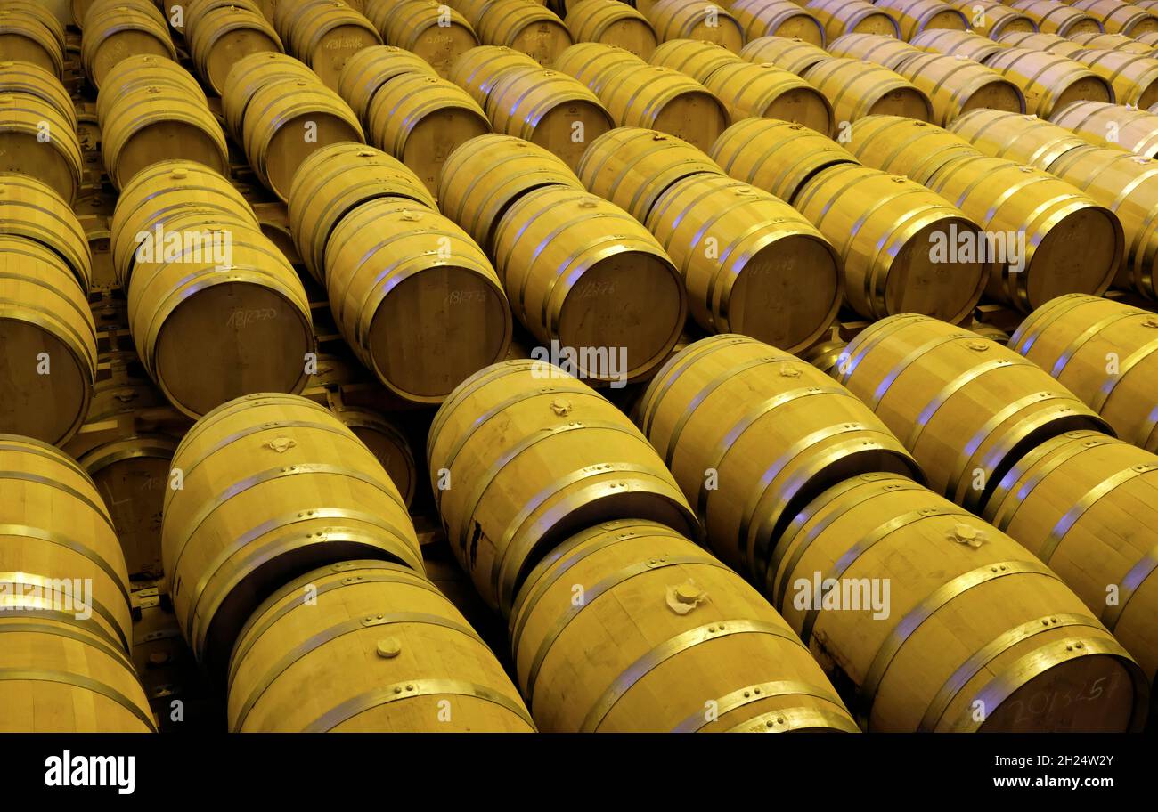Stacked casks at a whisky distillery Stock Photo - Alamy